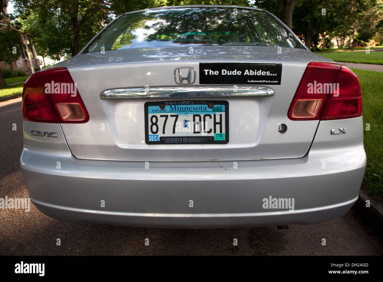The Dude Abides bumper sticker. St Paul Minnesota MN USA Stock Photo ...
