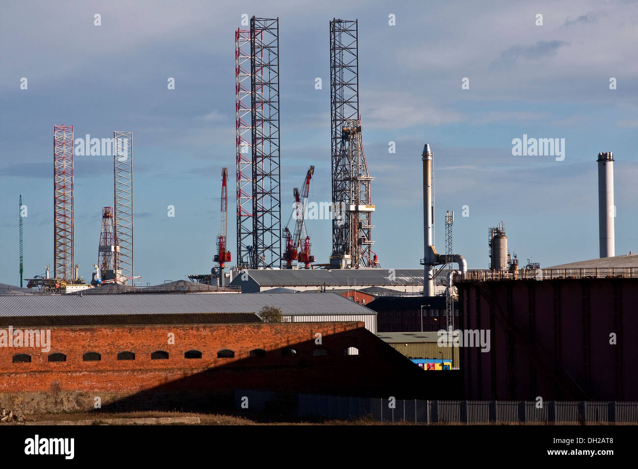 Galaxy II and ENSCO 120 jack up rigs being repaired at the Dundee Docks ...