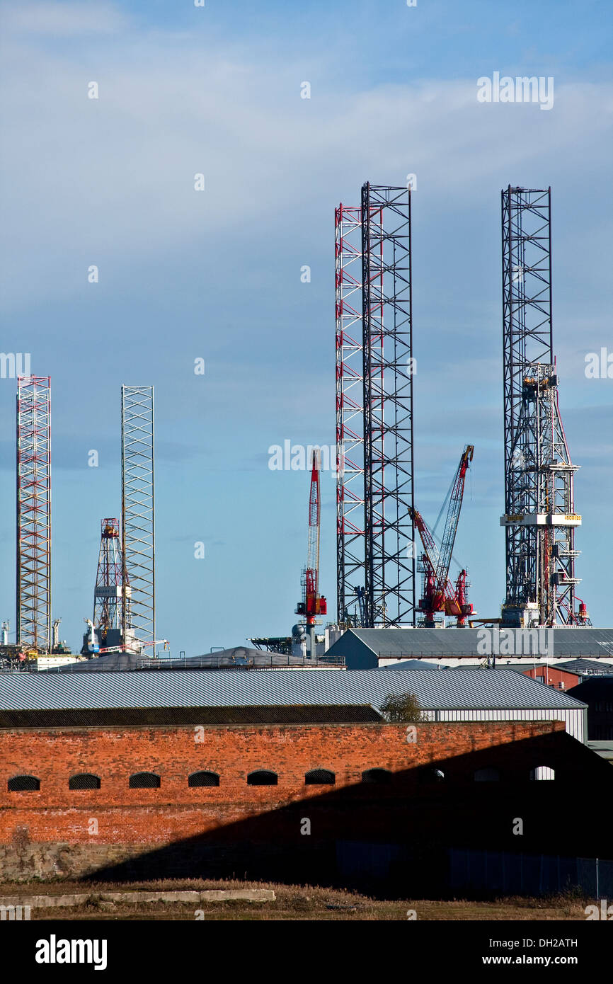 ENSCO 120 and Galaxy II jack up rigs being repaired at the Dundee Docks ...