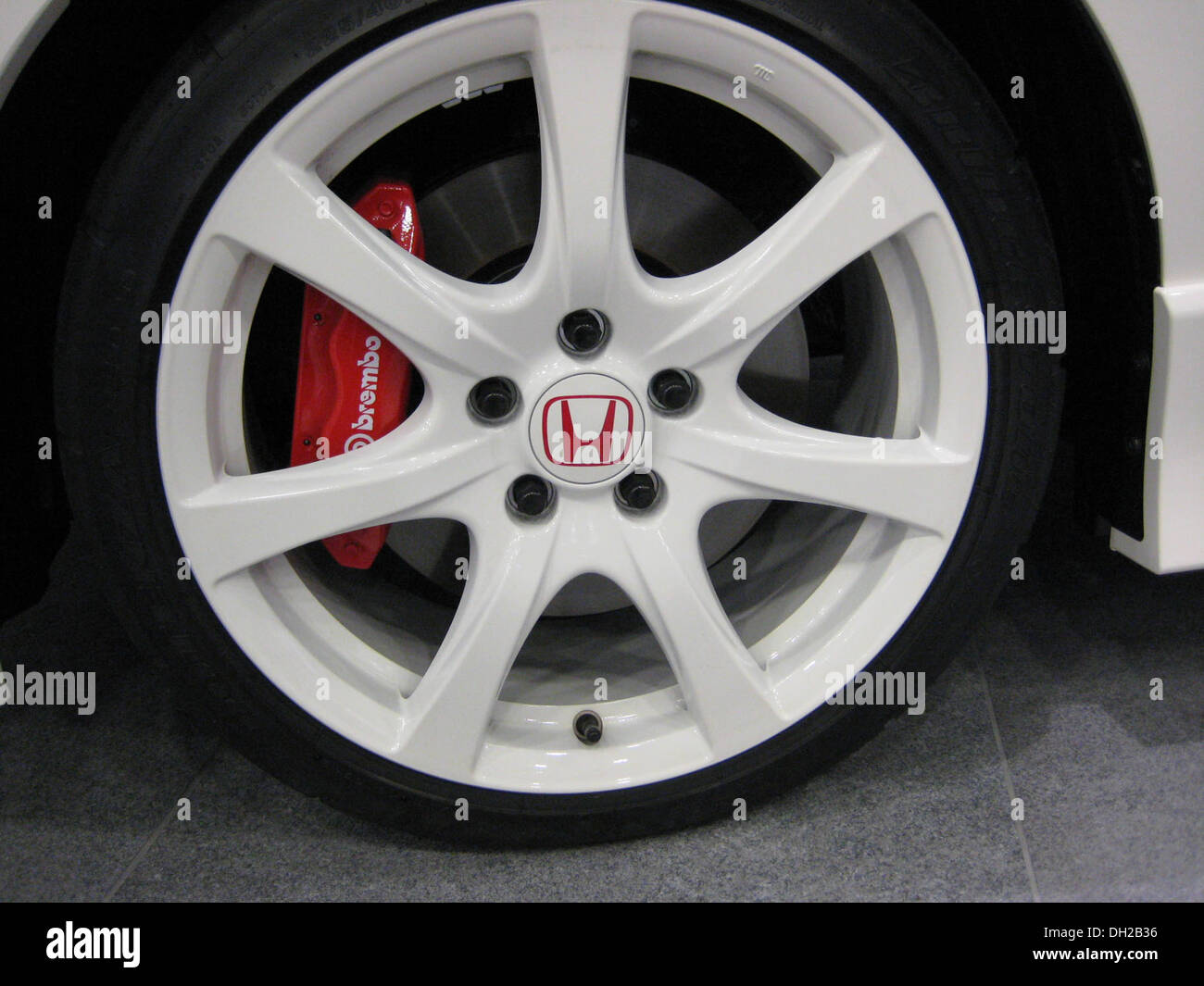 The wheel of a 2007 Honda Civic TypeR, a high-performance model known ...
