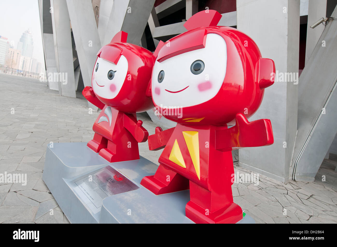 mascots in front of National Stadium also known as the Bird's Nest in ...