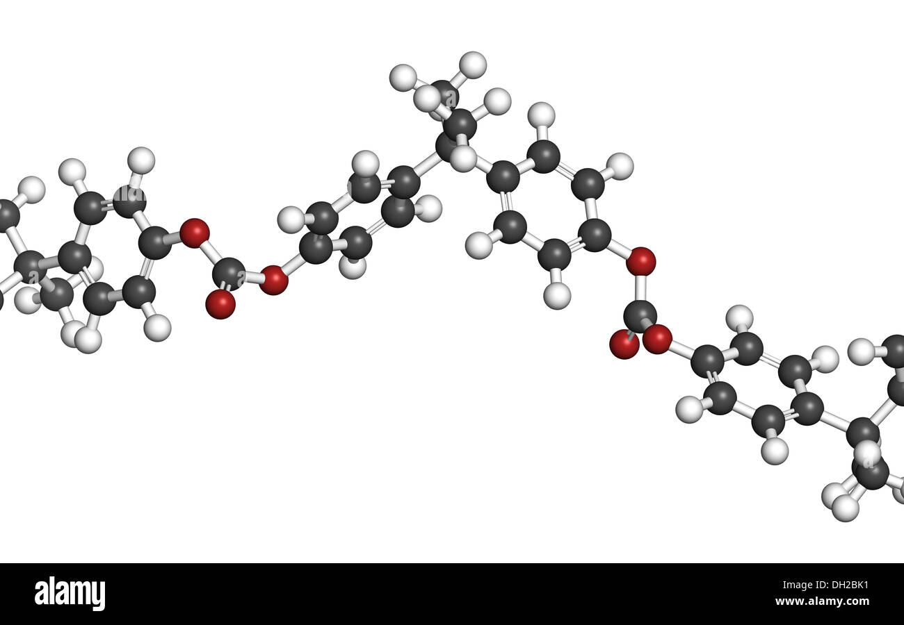 Polycarbonate (PC) plastic, chemical structure - linear fragment ...