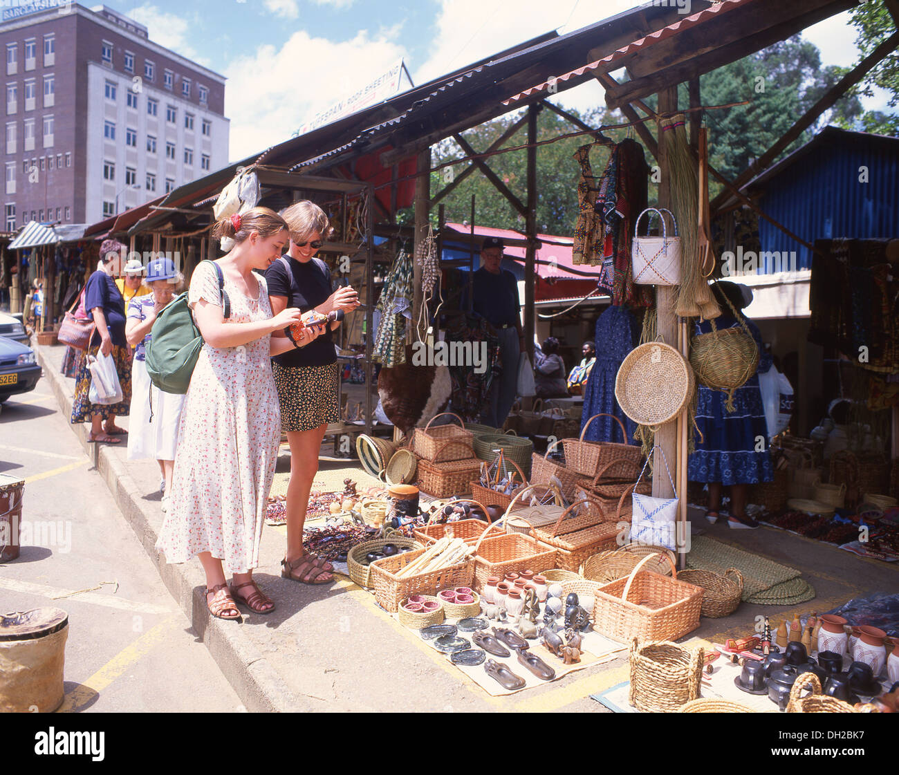 Women shopping at Swazi handicraft market, Mbabane, Hhohho District ...