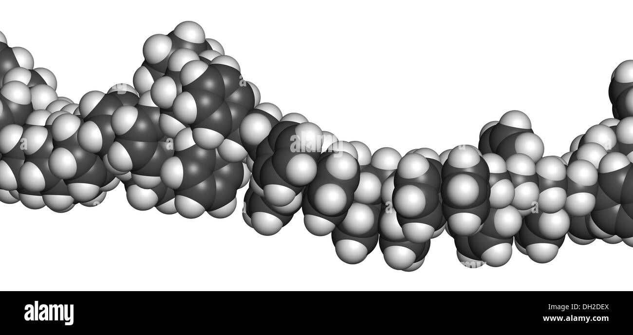 Polystyrene (PS) plastic, chemical structure - detail. Used in ...