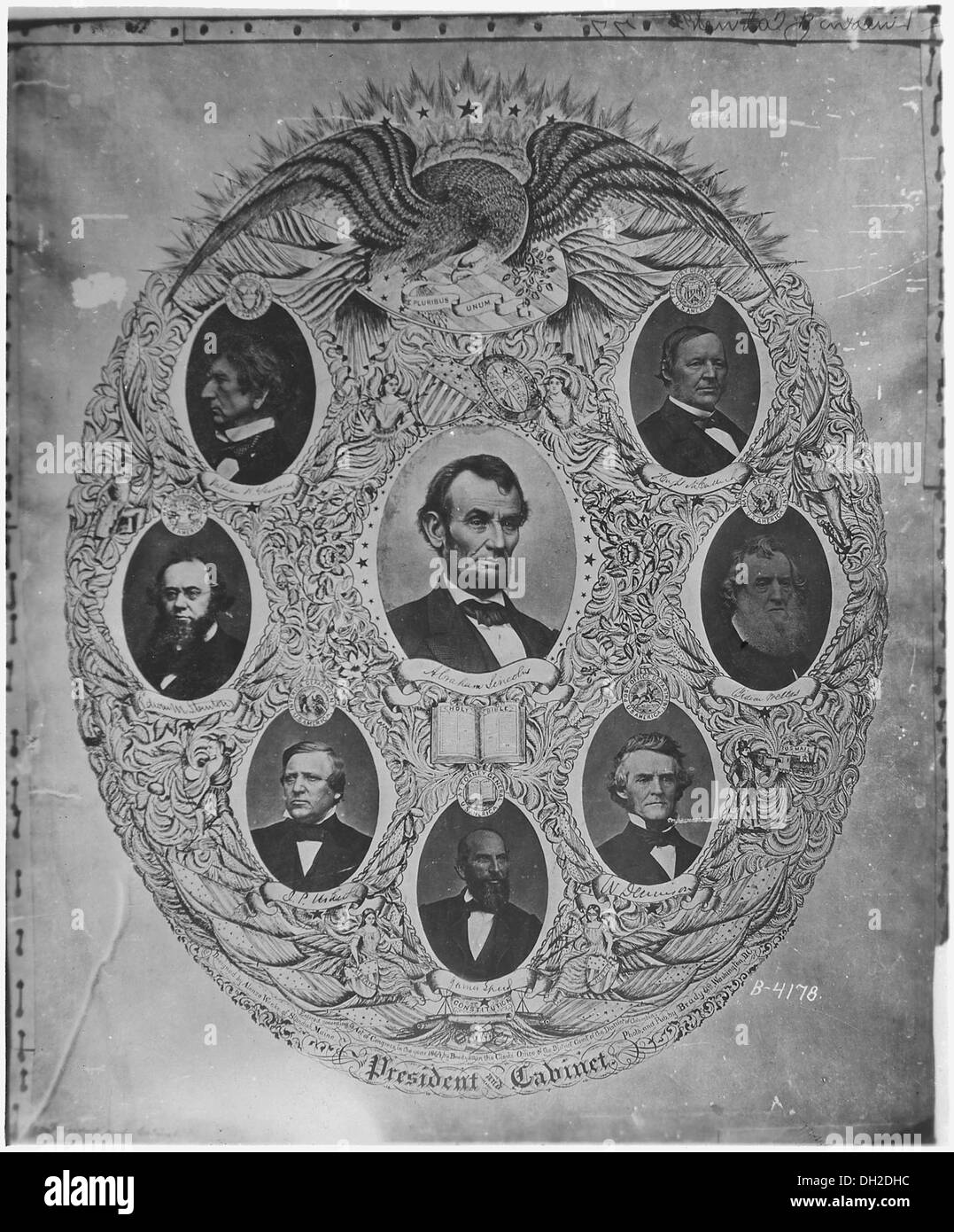 A portrait of Abraham Lincoln with his cabinet members, taken during ...