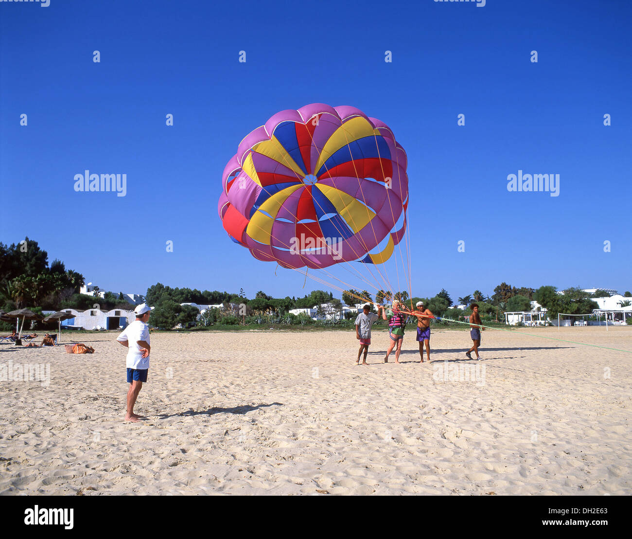 Parascending on Hammament Beach, Hammamet, Nabeul Governorate, Tunisia ...