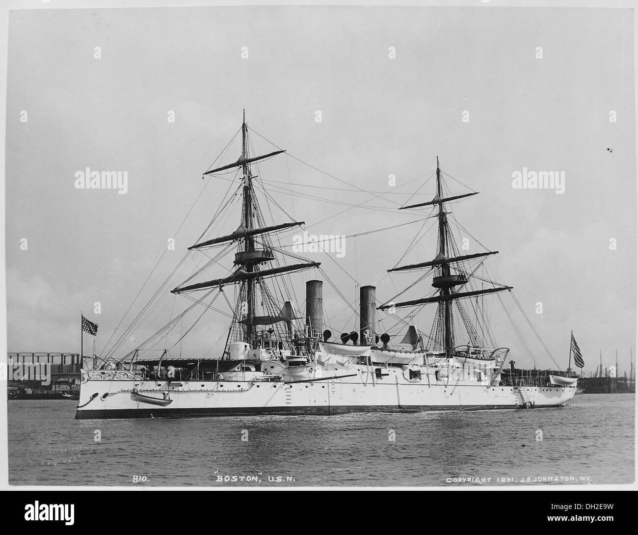 This image shows the port bow view of a protected ship in Boston in ...