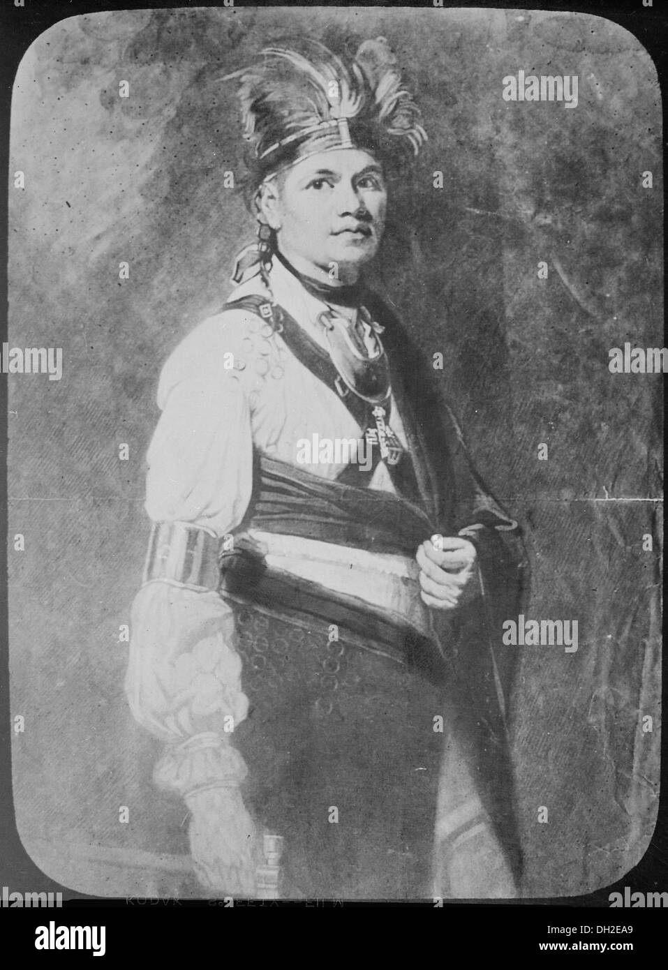 A portrait of Joseph Brant (Thayendanegea), a prominent Native American ...