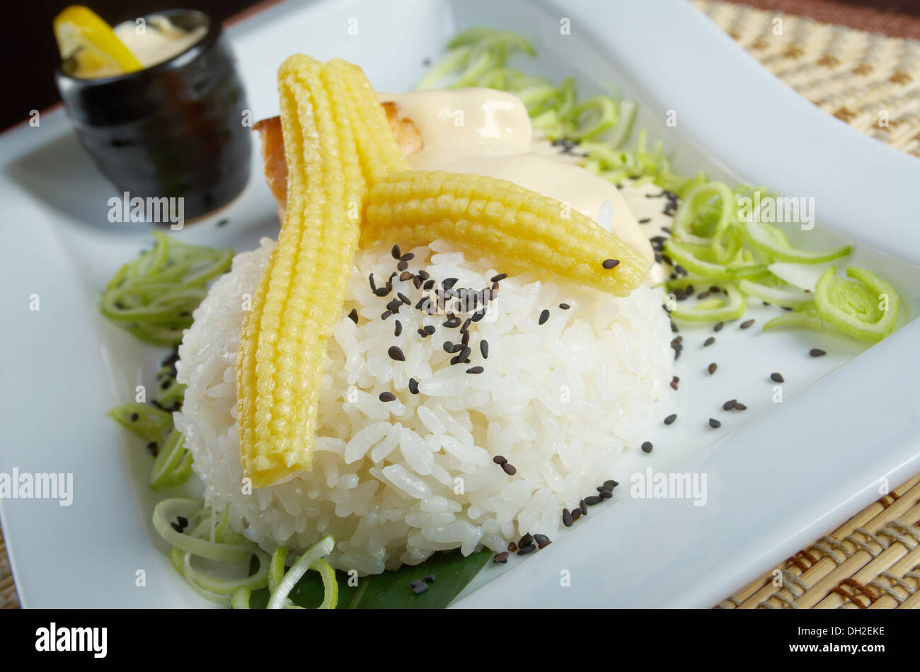 White rice with chunks of vegetables Stock Photo - Alamy