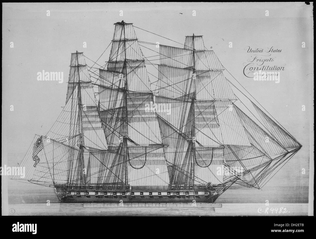 This is a sail plan for the USS Constitution, an iconic American ...
