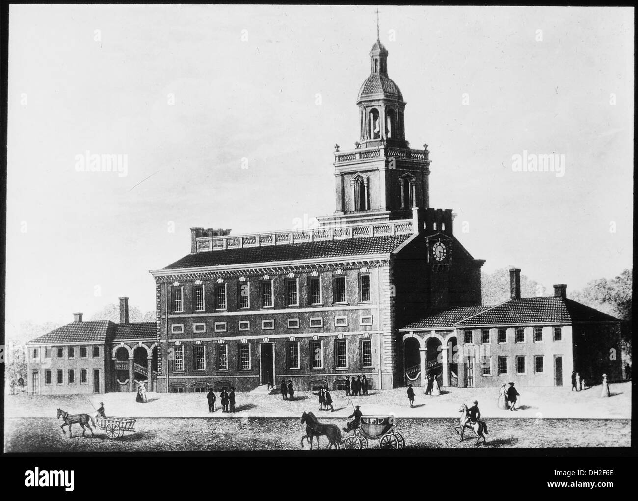 A view of the exterior of Independence Hall, located in Philadelphia ...