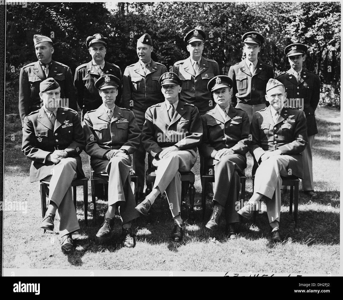 General Henry Hap Arnold and his staff are pictured outdoors during the ...