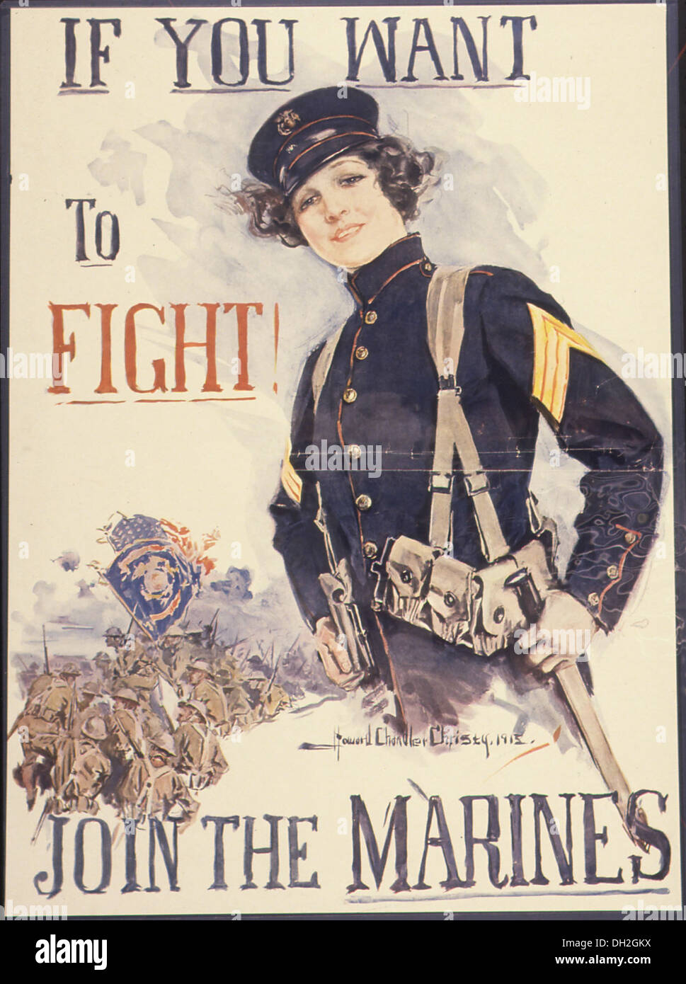 A recruitment poster from 1917 encouraging men to join the U.S. Marines ...