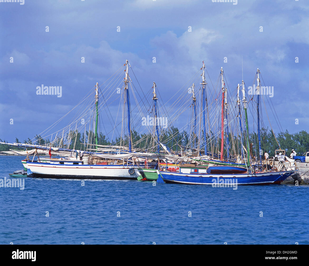 Fishing boats in harbour, Nassau, New Providence, Bahamas Stock Photo ...