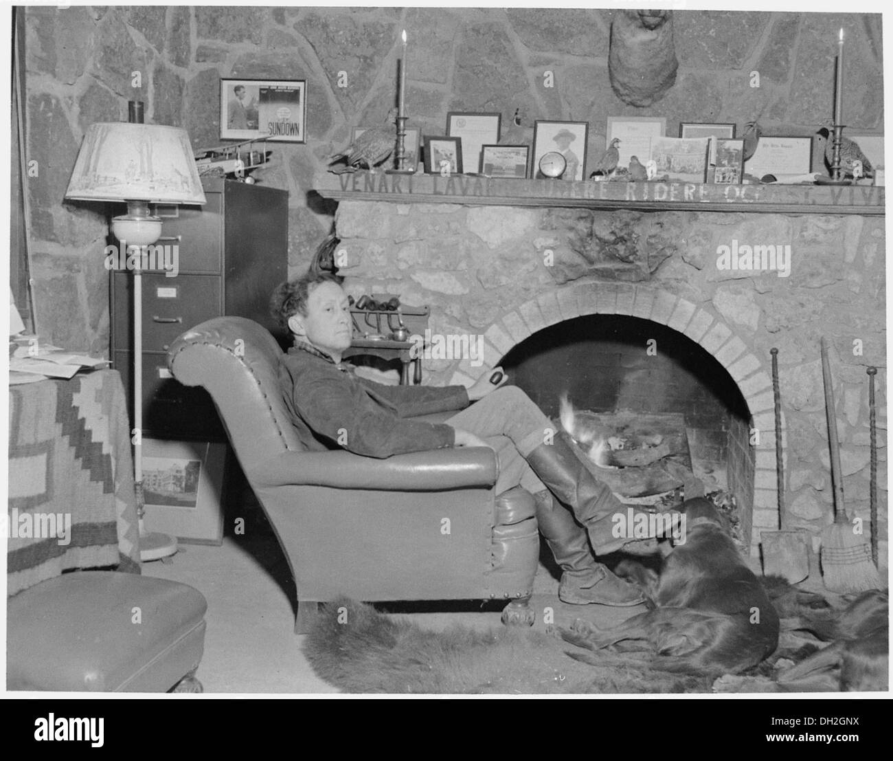 A historical photograph showing the interior of a Navajo hogan on a New ...