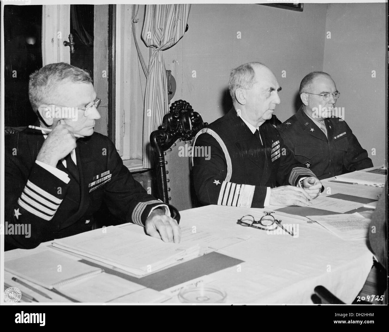 L to R, Captain C. J. Moore, Adm. William Leahy, and Brig. Gen. Andrew ...