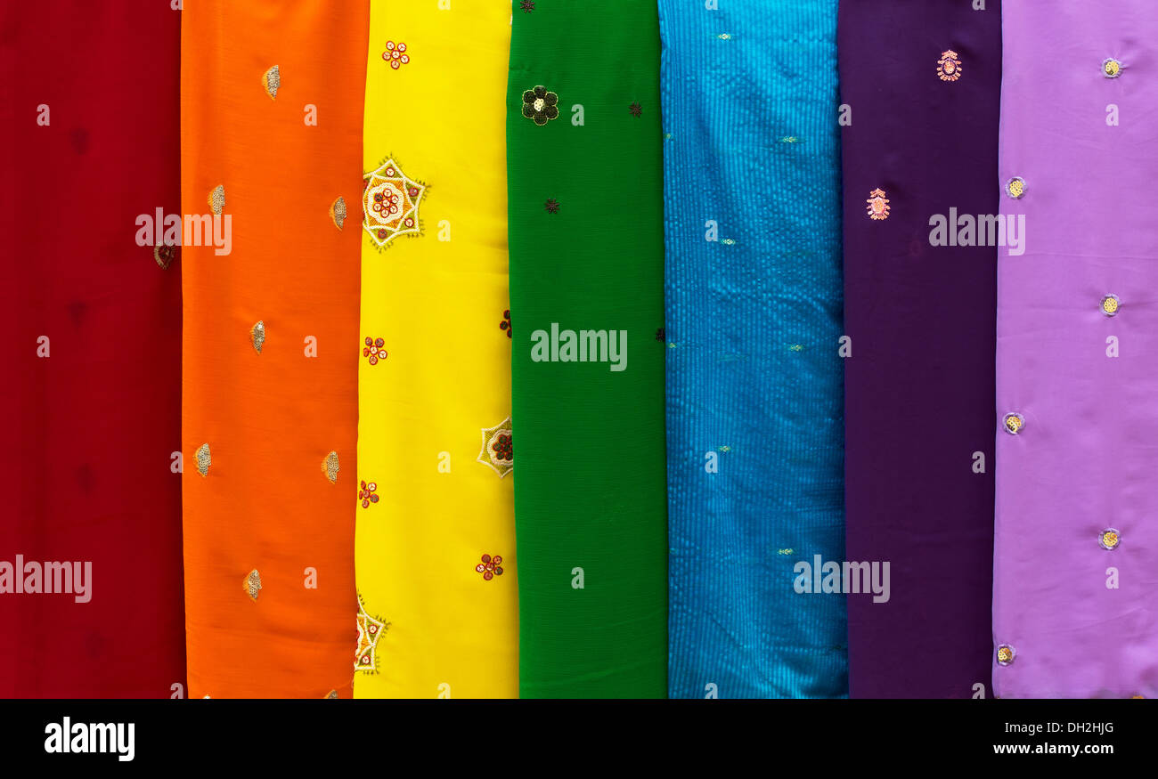 Colourful Indian rainbow colour sari pattern Stock Photo - Alamy