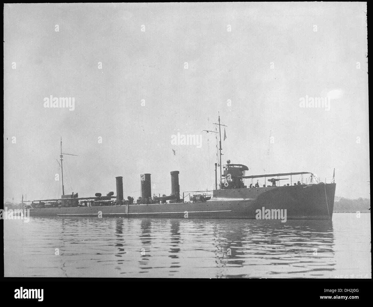 The starboard bow of the Monaghan (DD32), a naval destroyer, is ...