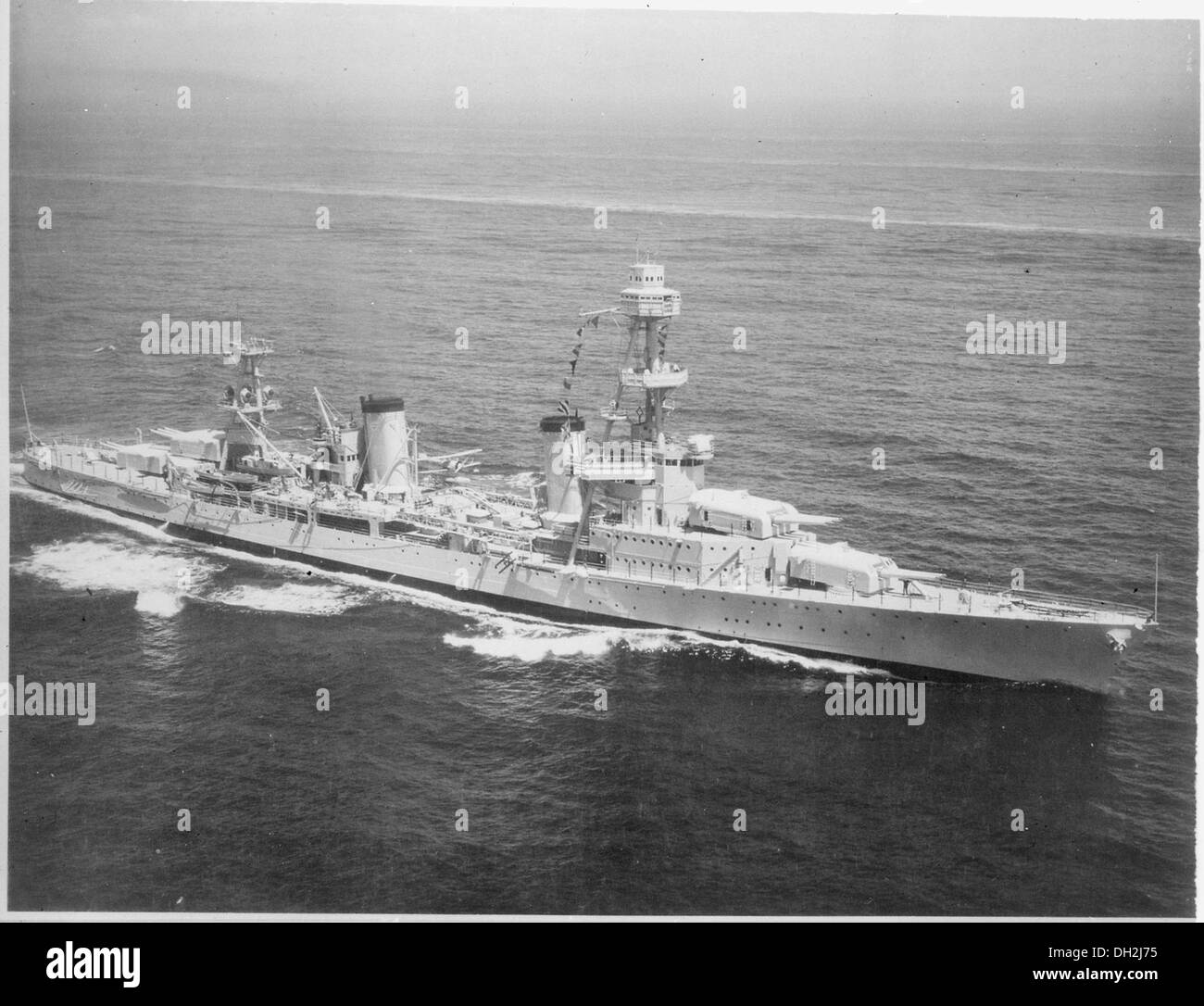 The USS Northampton (CA-26), a heavy cruiser, is shown underway in an ...