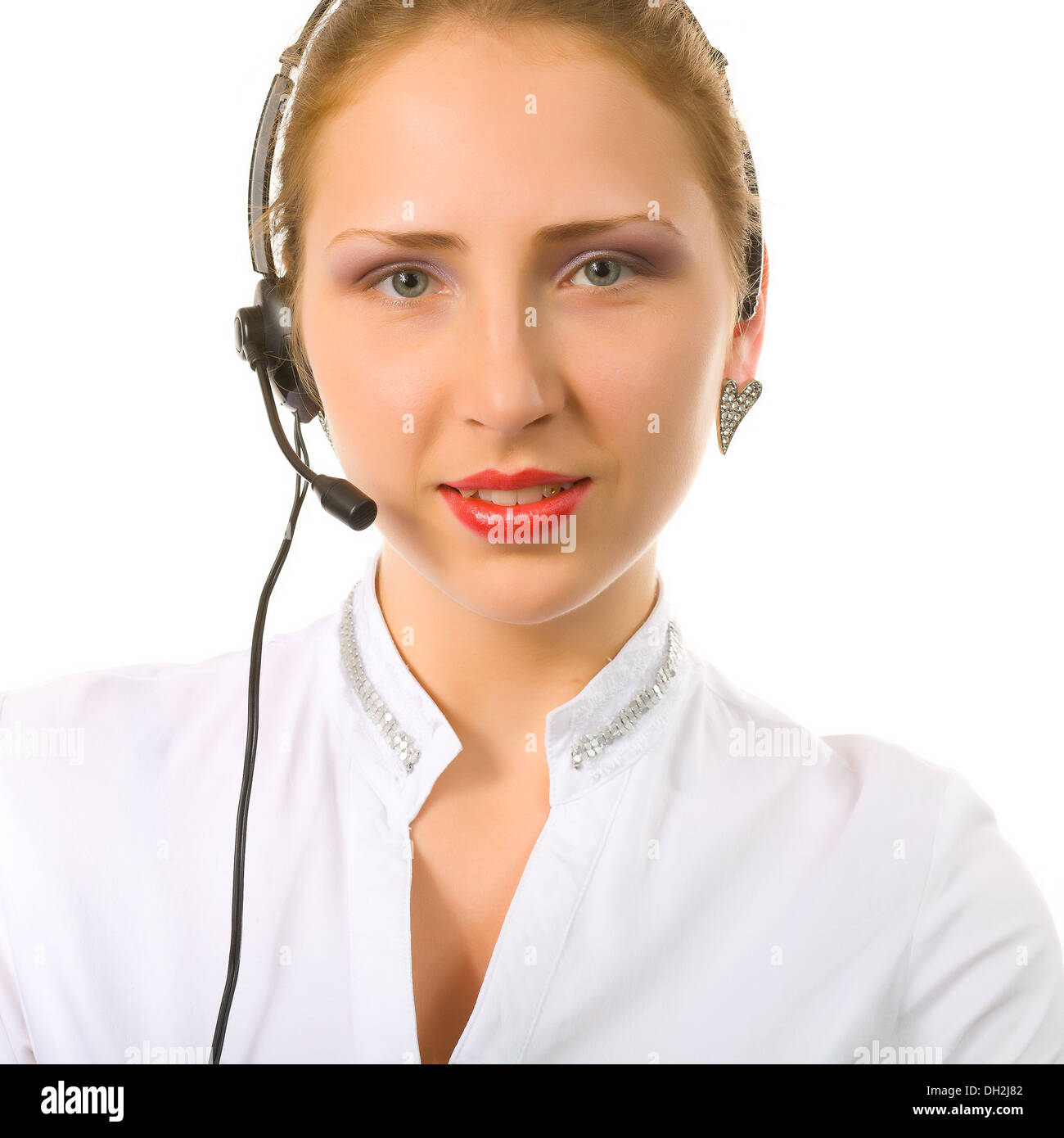 girl with a headset on her head Stock Photo - Alamy