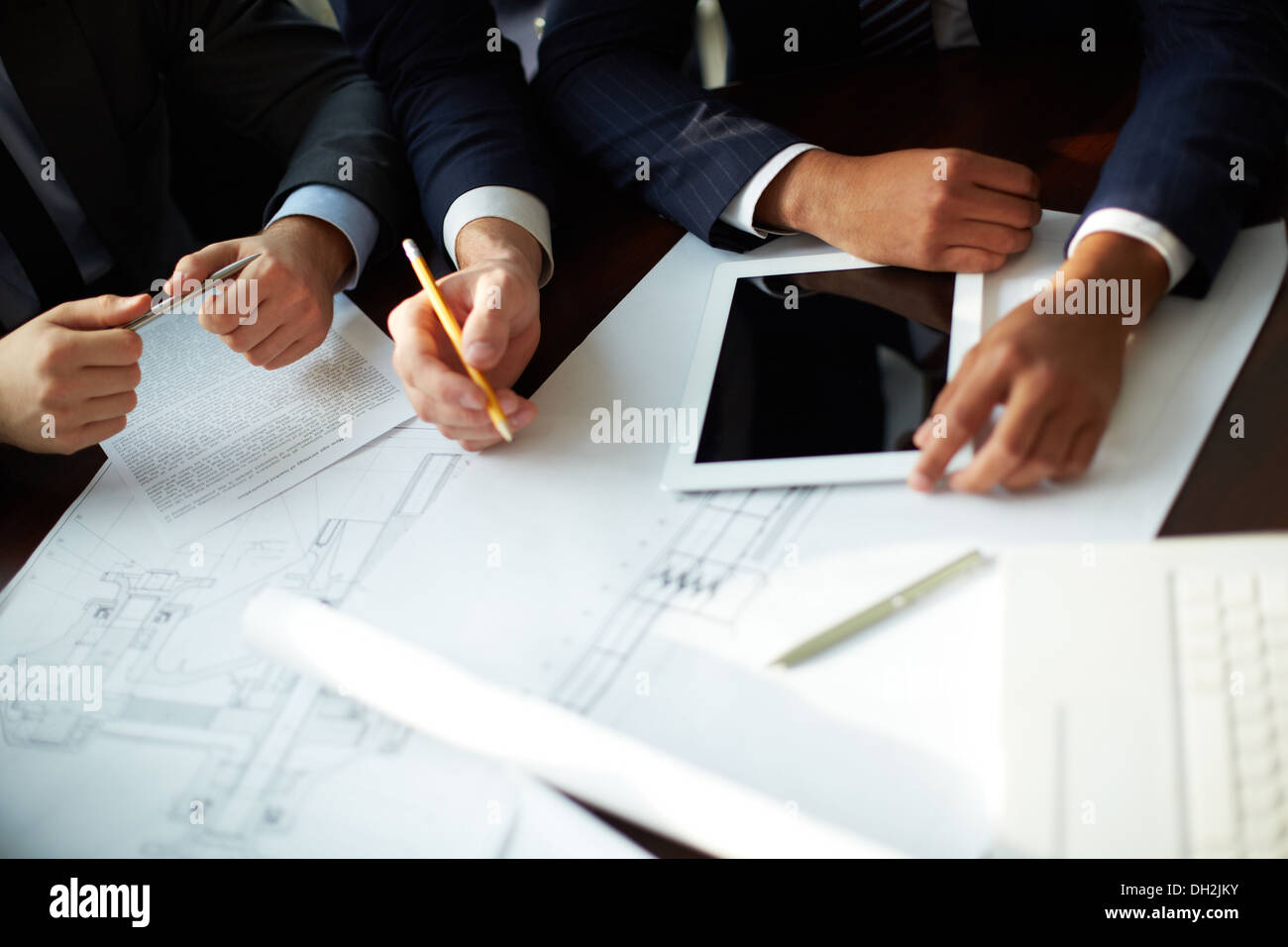 Image of human hands during discussion at meeting Stock Photo - Alamy