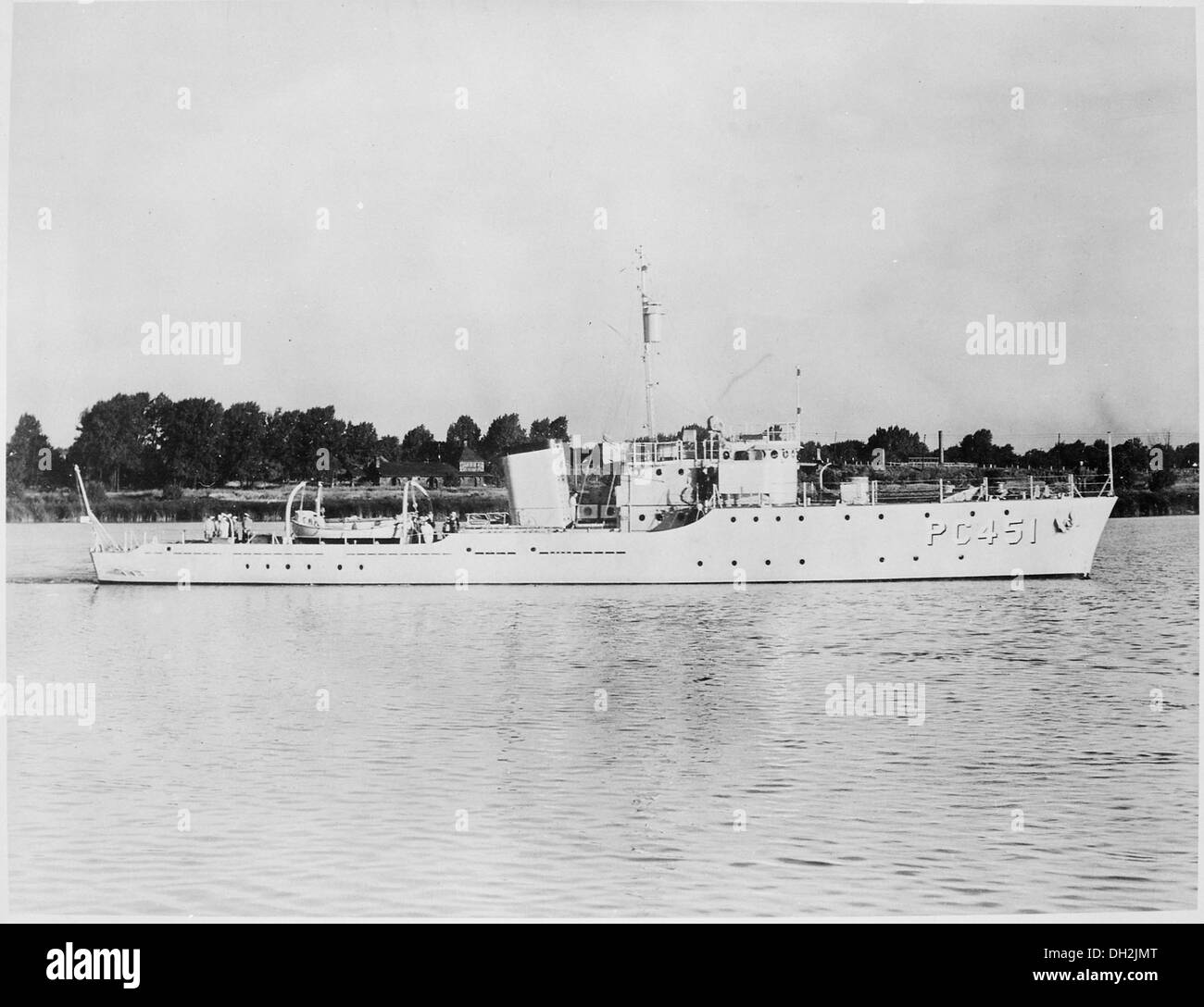 The PC451, a submarine chaser, is underway in September 1940, seen from ...