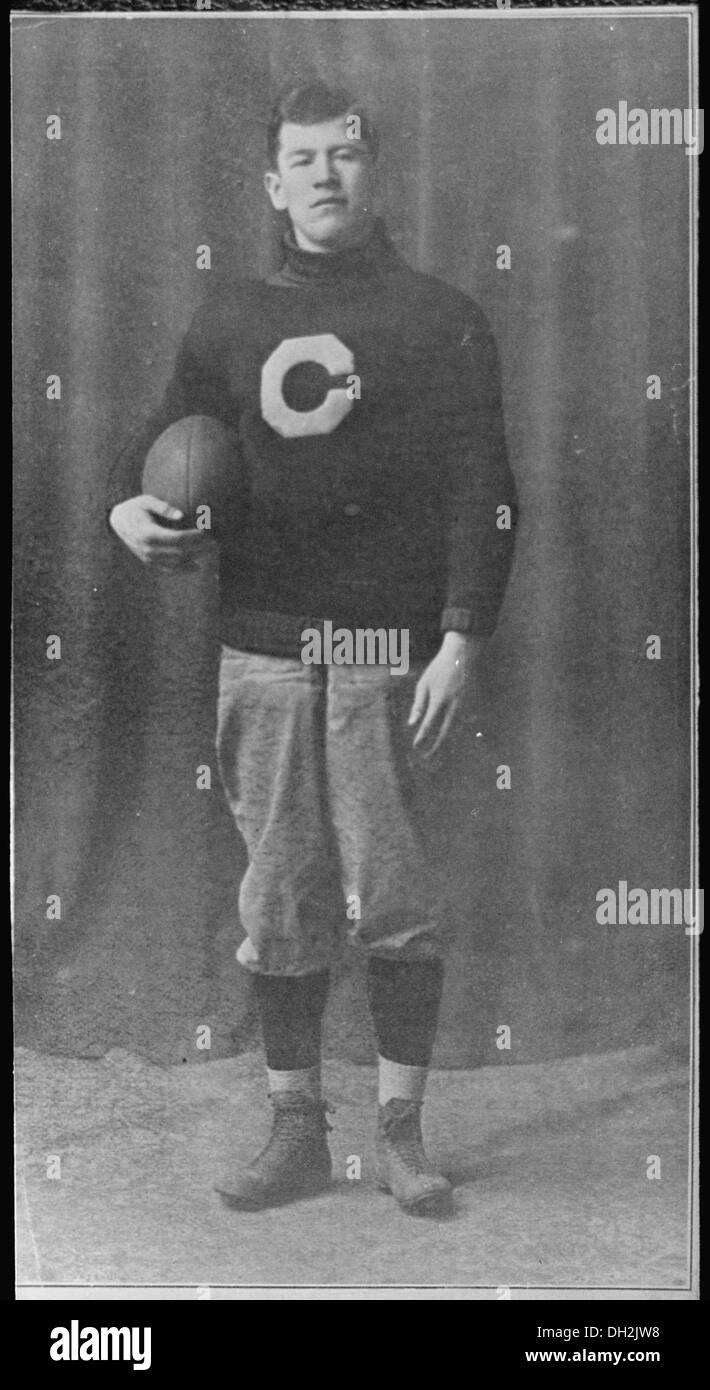 A historic photograph of Jim Thorpe standing in his Carlisle Indian ...