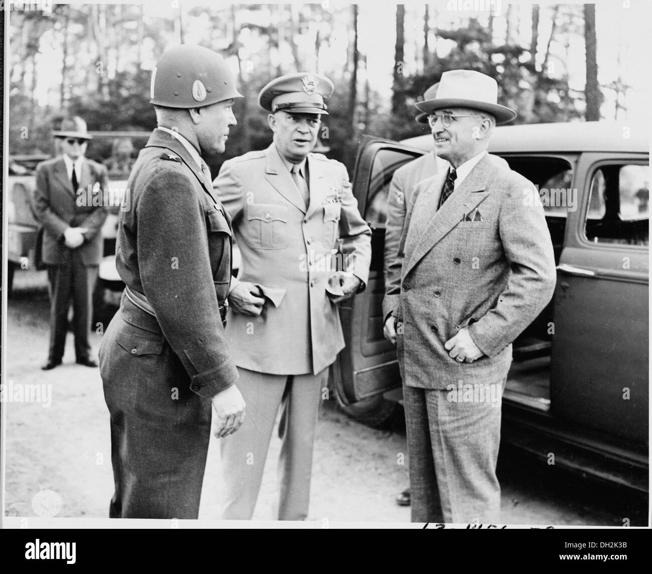 President Harry S. Truman is seen with General Dwight D. Eisenhower ...