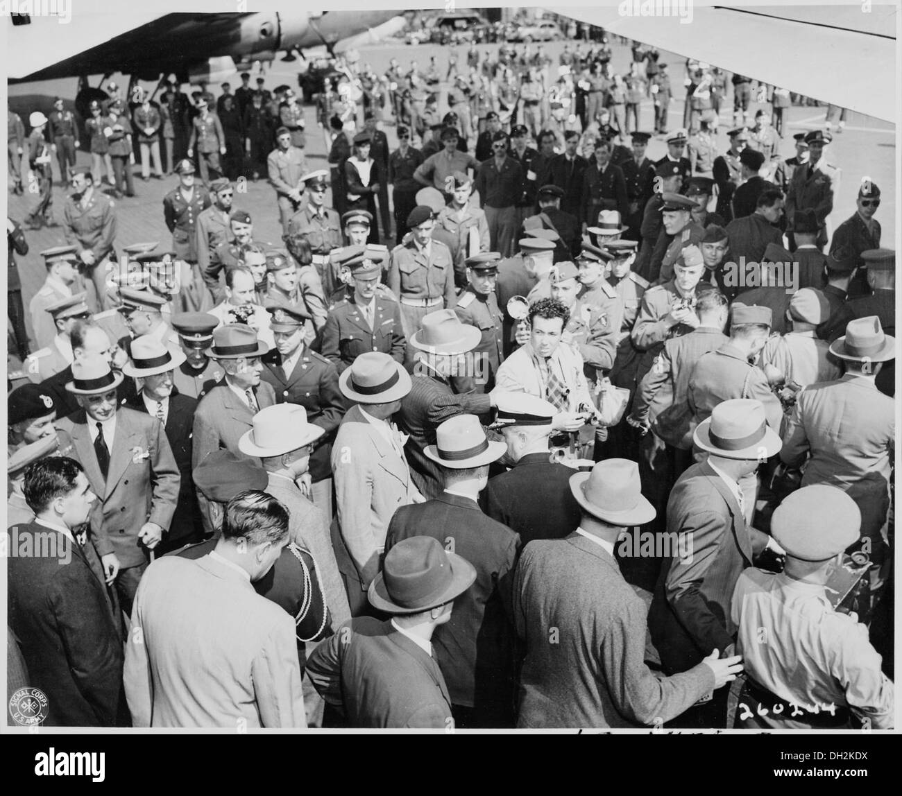 President Harry S. Truman arrives at Gatow Airport in Berlin, Germany ...