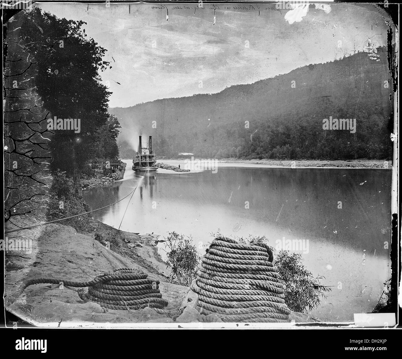 The Tennessee River is depicted here with its fast-moving rapids. The ...