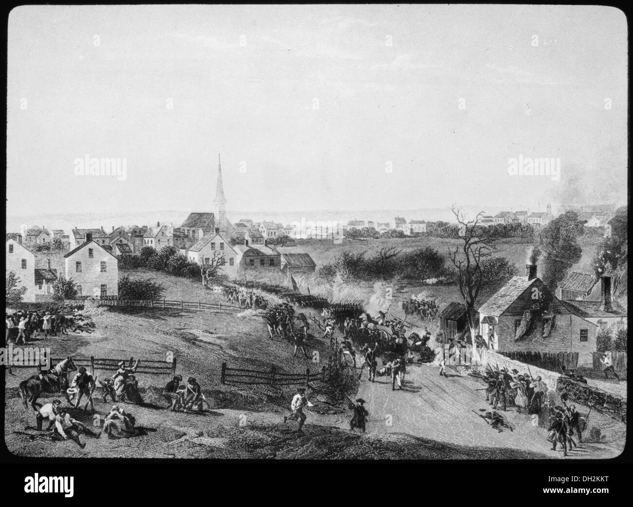 A historical photograph depicting the Retreat from Concord, part of the ...
