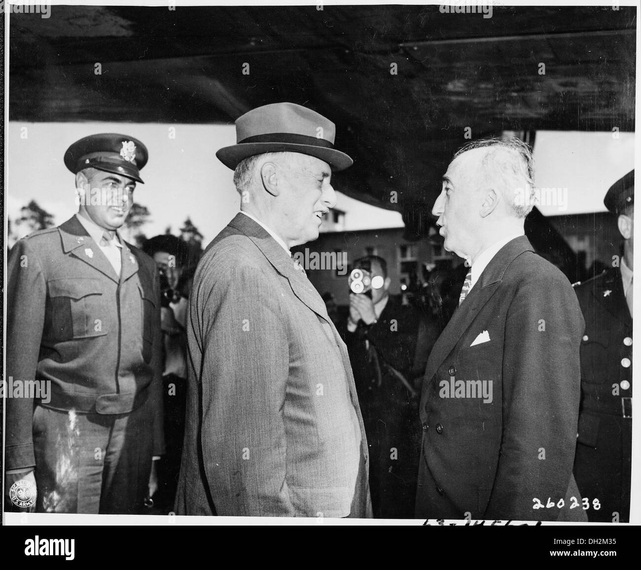Secretary of War Henry Stimson and Secretary of State James Byrnes ...