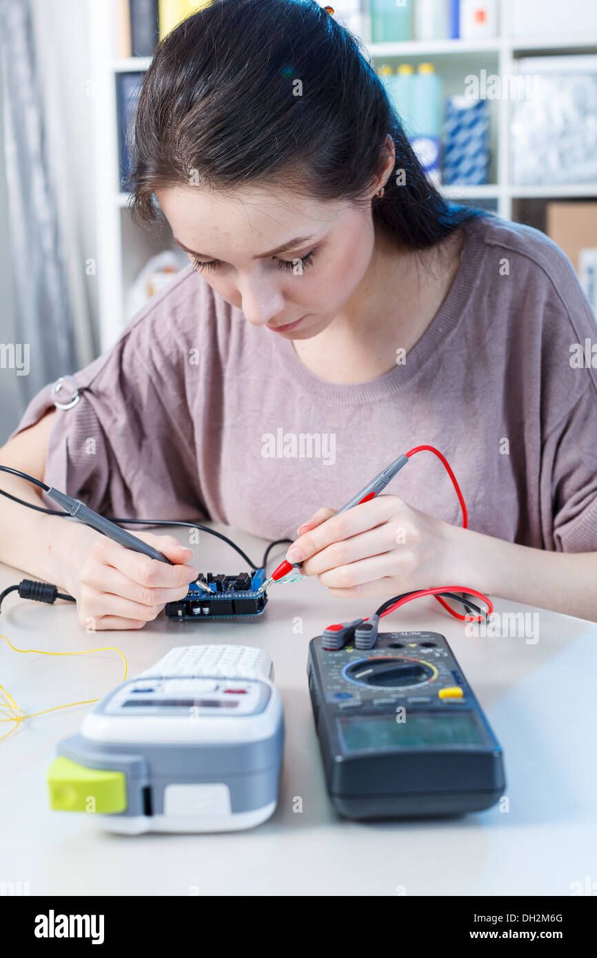 laboratory assistant girl in electronic lab Stock Photo - Alamy