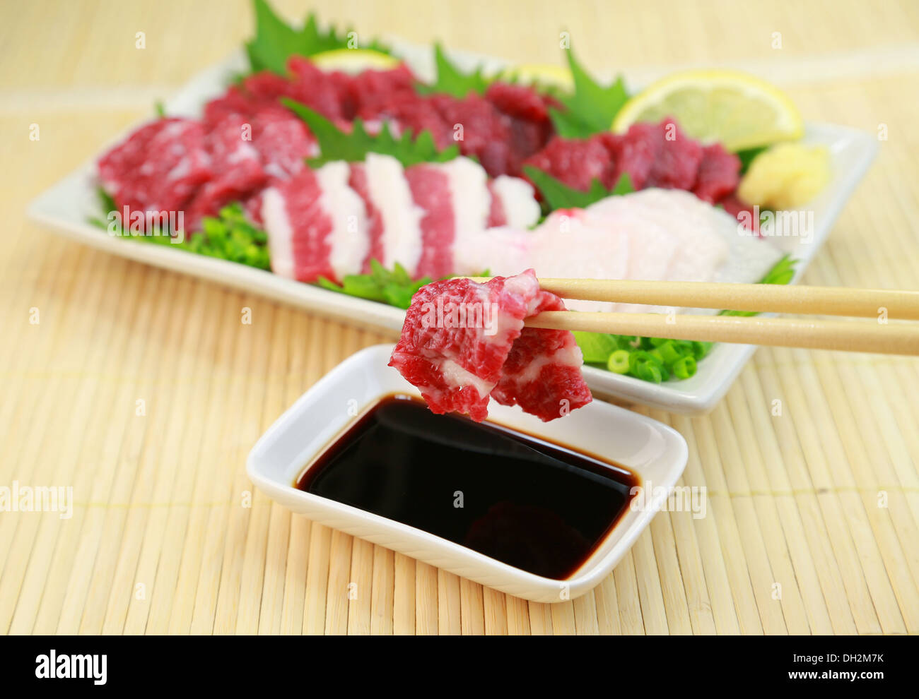 Basashi (Horse meat sashimi Stock Photo - Alamy