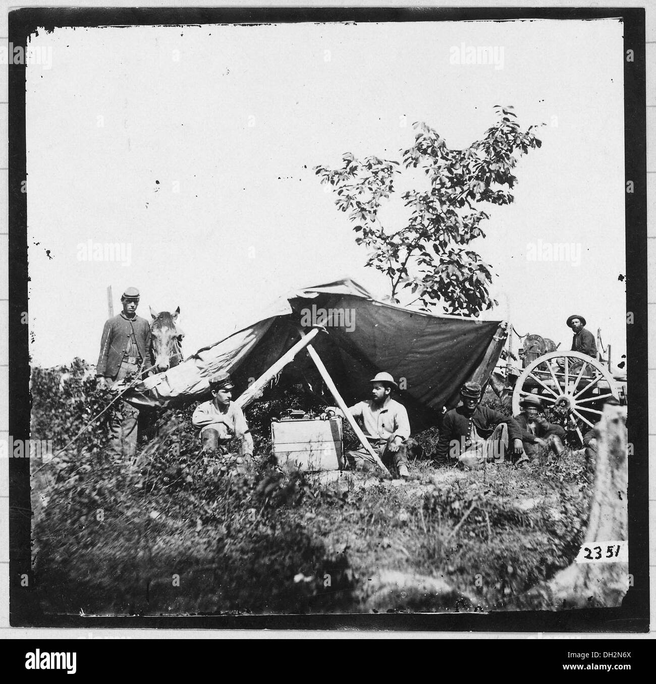This photograph shows a U.S. military telegraph station at Wilcox's ...