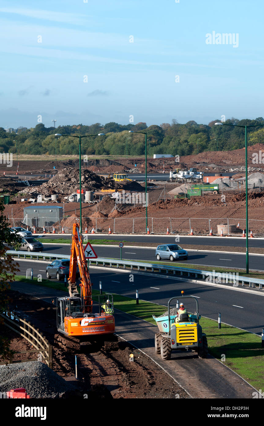 Birmingham Airport runway extension, diverted A45 road, Birmingham, UK ...