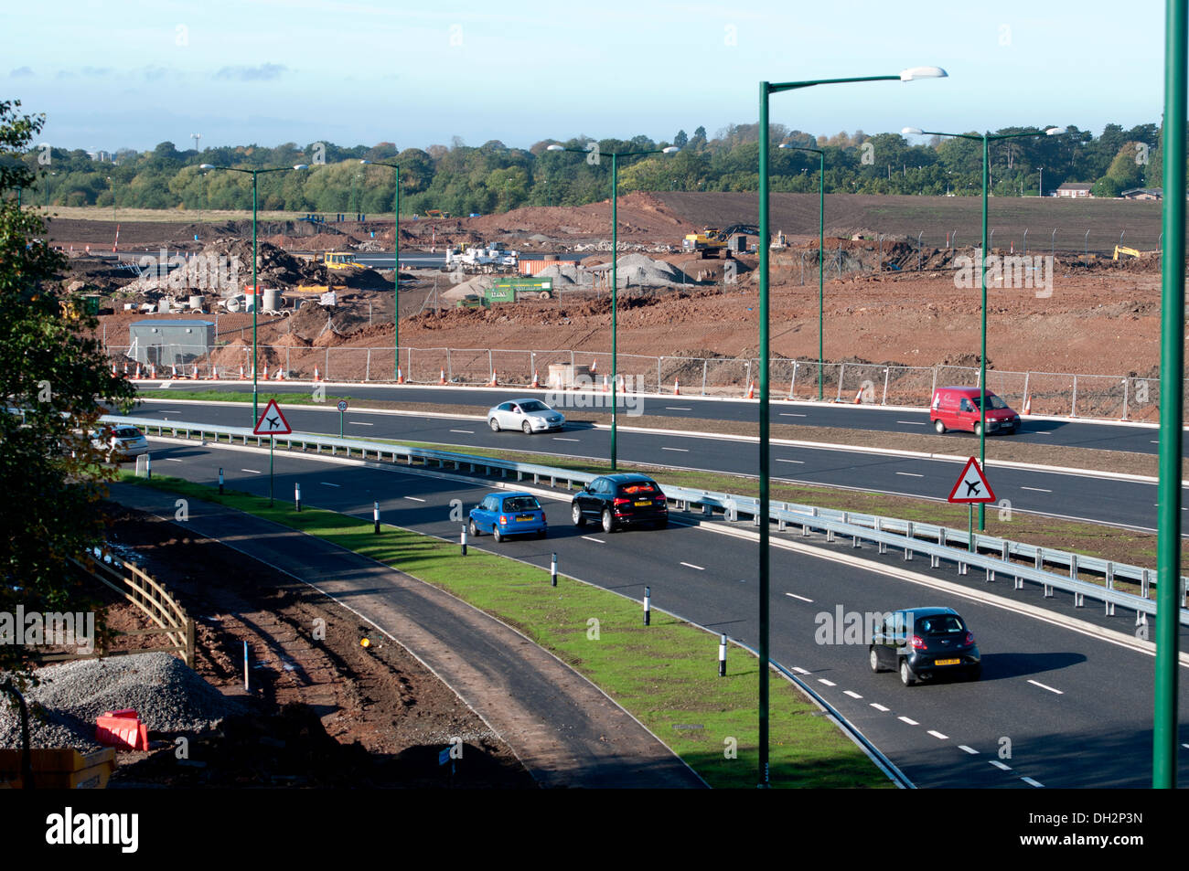 Birmingham Airport runway extension, diverted A45 road, Birmingham, UK ...