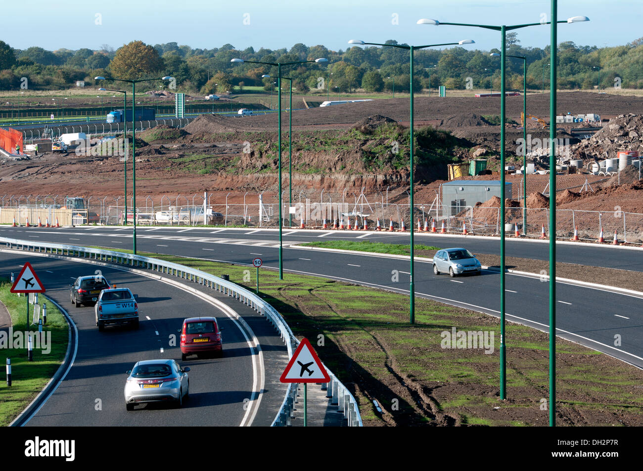 Birmingham Airport runway extension, diverted A45 road, Birmingham, UK ...