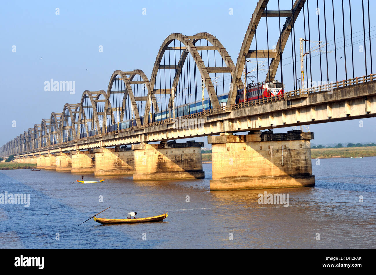 bridge on godavari river andhra pradesh India Stock Photo - Alamy