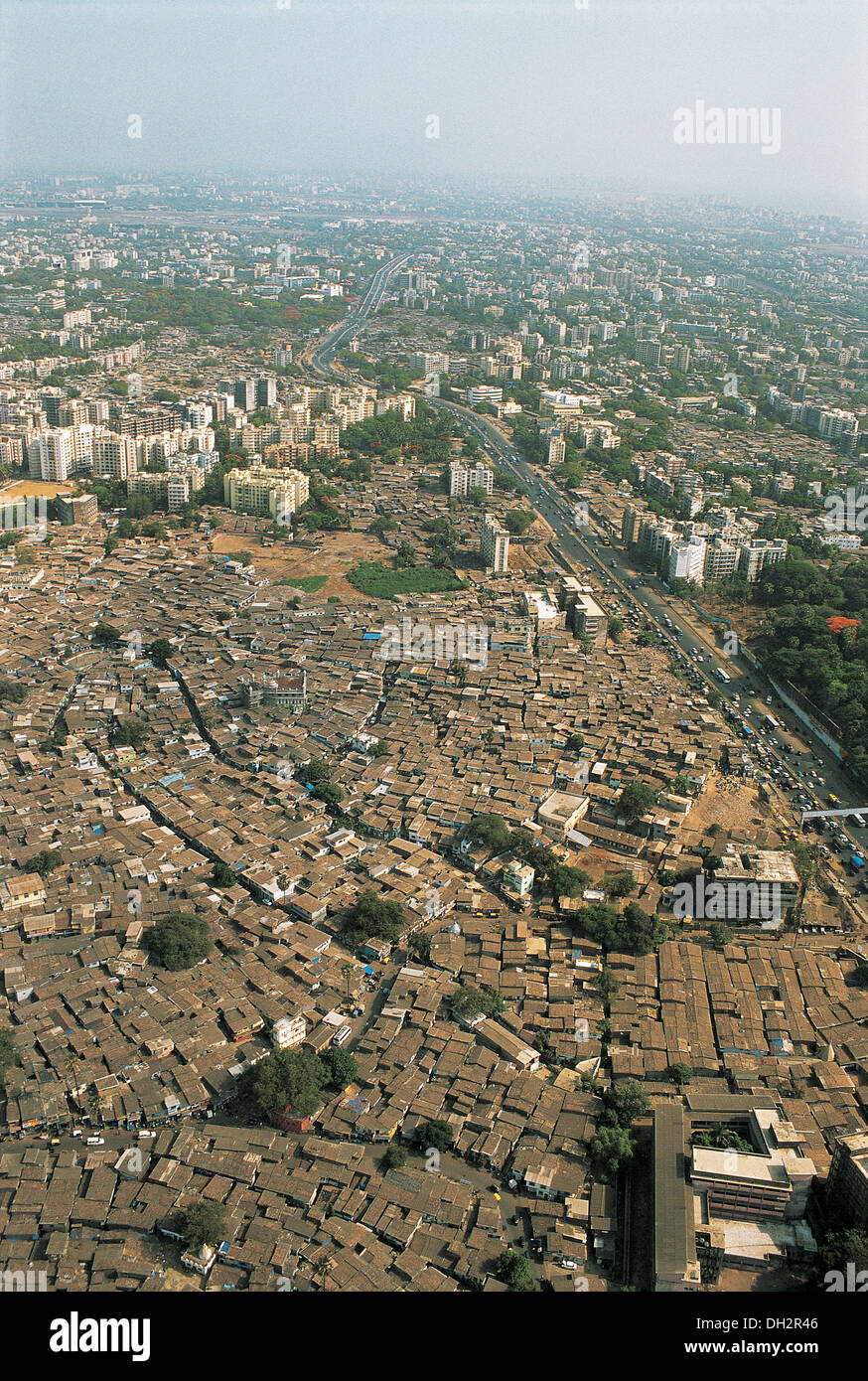 aerial view of slums at bandra bombay mumbai maharashtra India asia ...