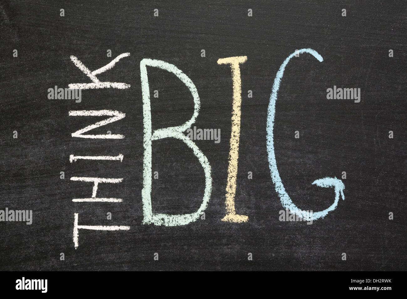 think BIG phrase handwritten on school blackboard Stock Photo - Alamy