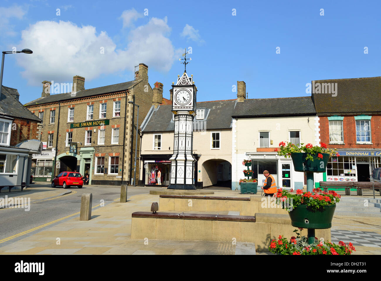 Victorian clock tower, Market Place, Downham Market, Norfolk, England ...
