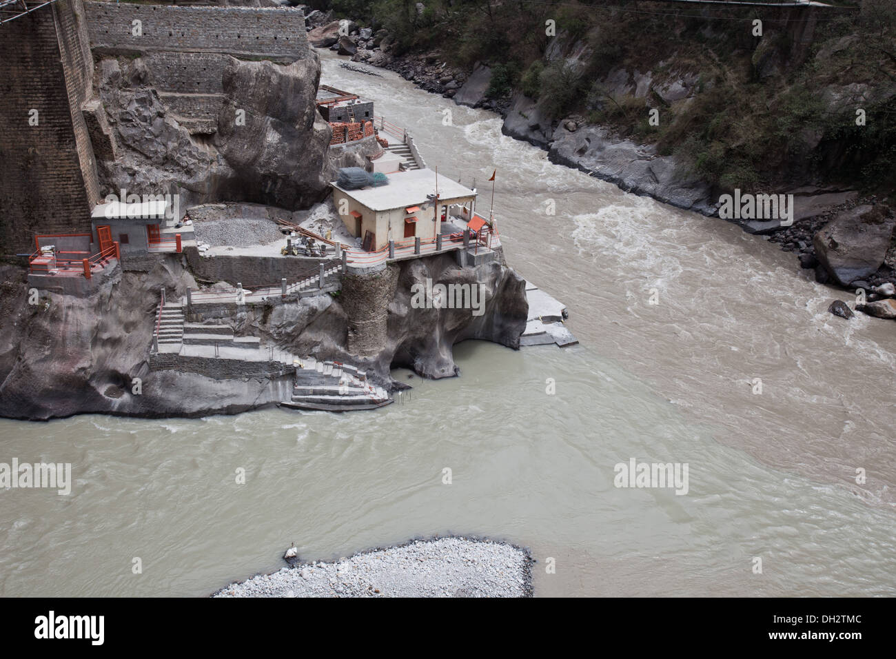 Confluence of Dhauliganga river with Alaknanda river at Vishnuprayag ...