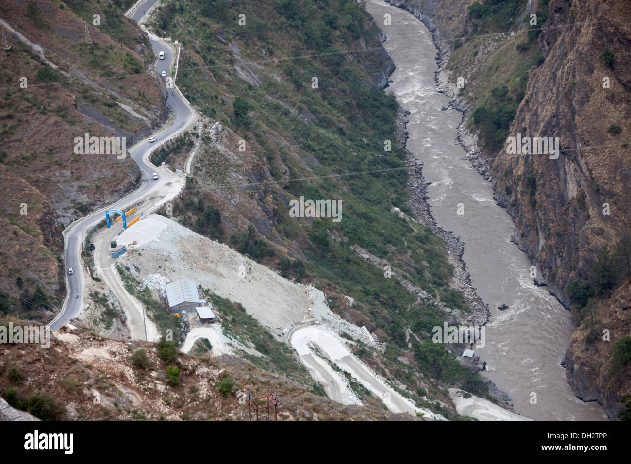 Alaknanda river and mountain road Uttarakhand India Asia Stock Photo ...