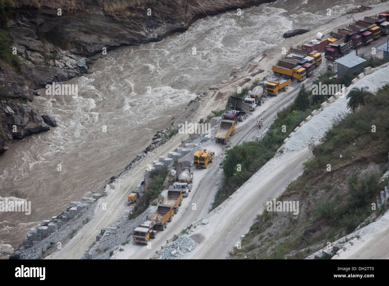 Road construction near river Uttarakhand India Asia Stock Photo - Alamy
