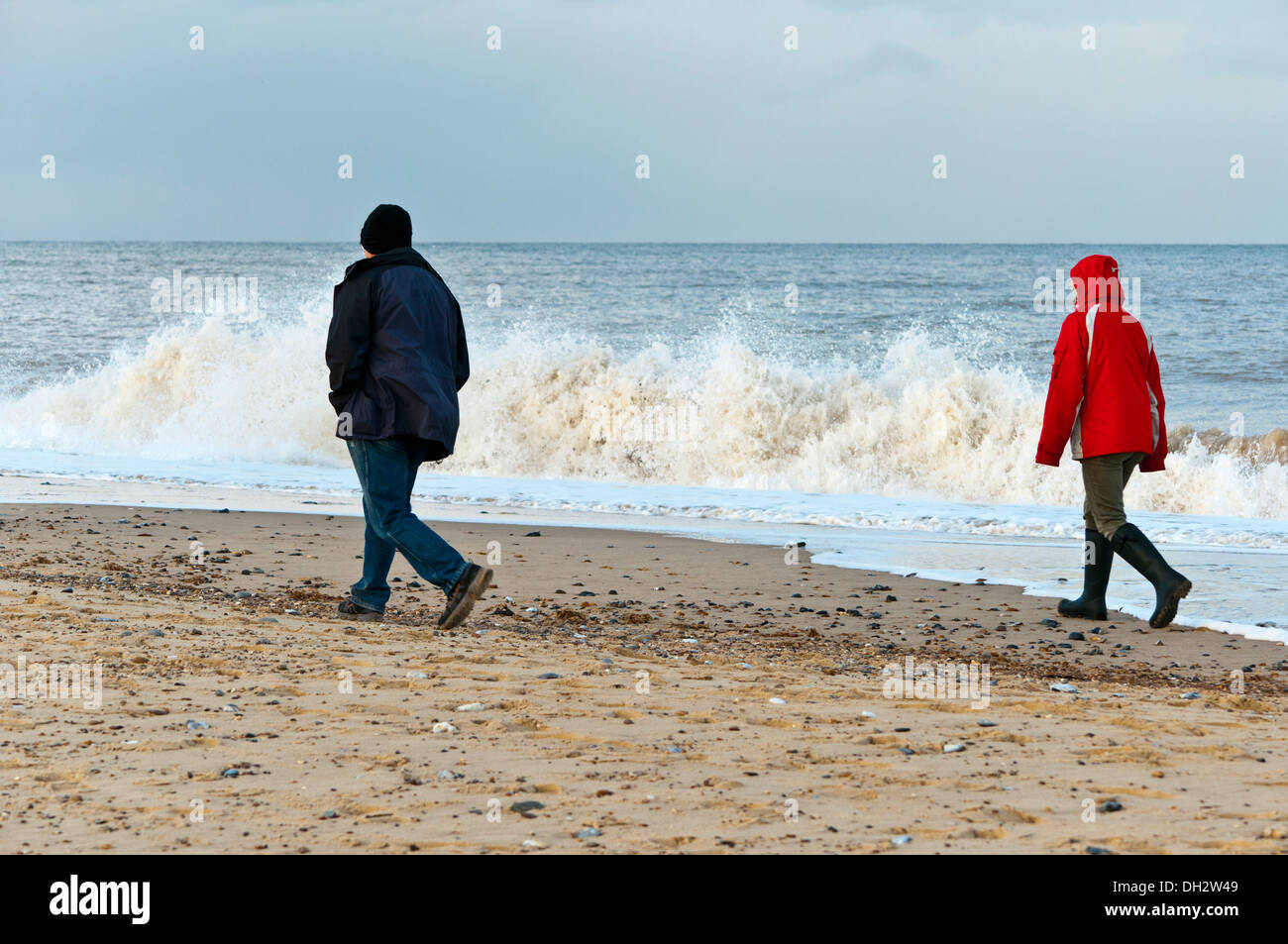 winter walk on beach Stock Photo - Alamy