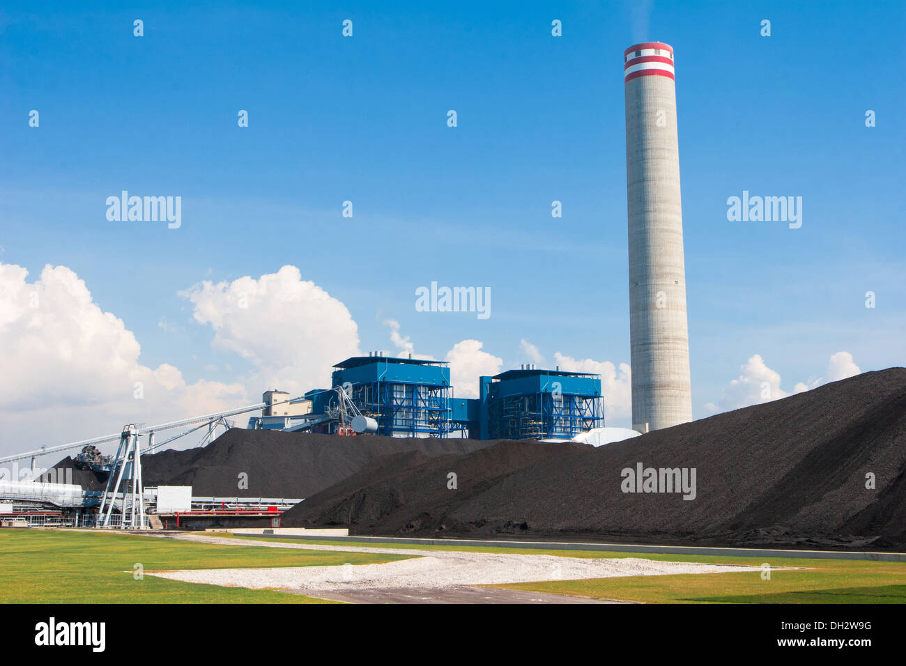 The electric generator power plant behind the mass of charcoal in a ...