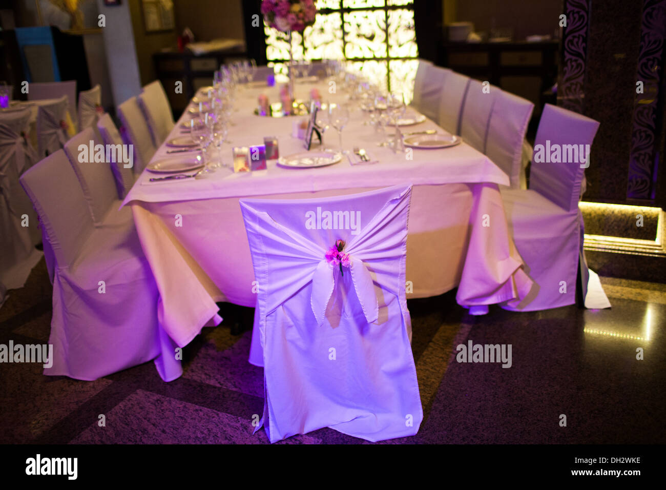 Celebratory tables in the banquet hall Stock Photo - Alamy