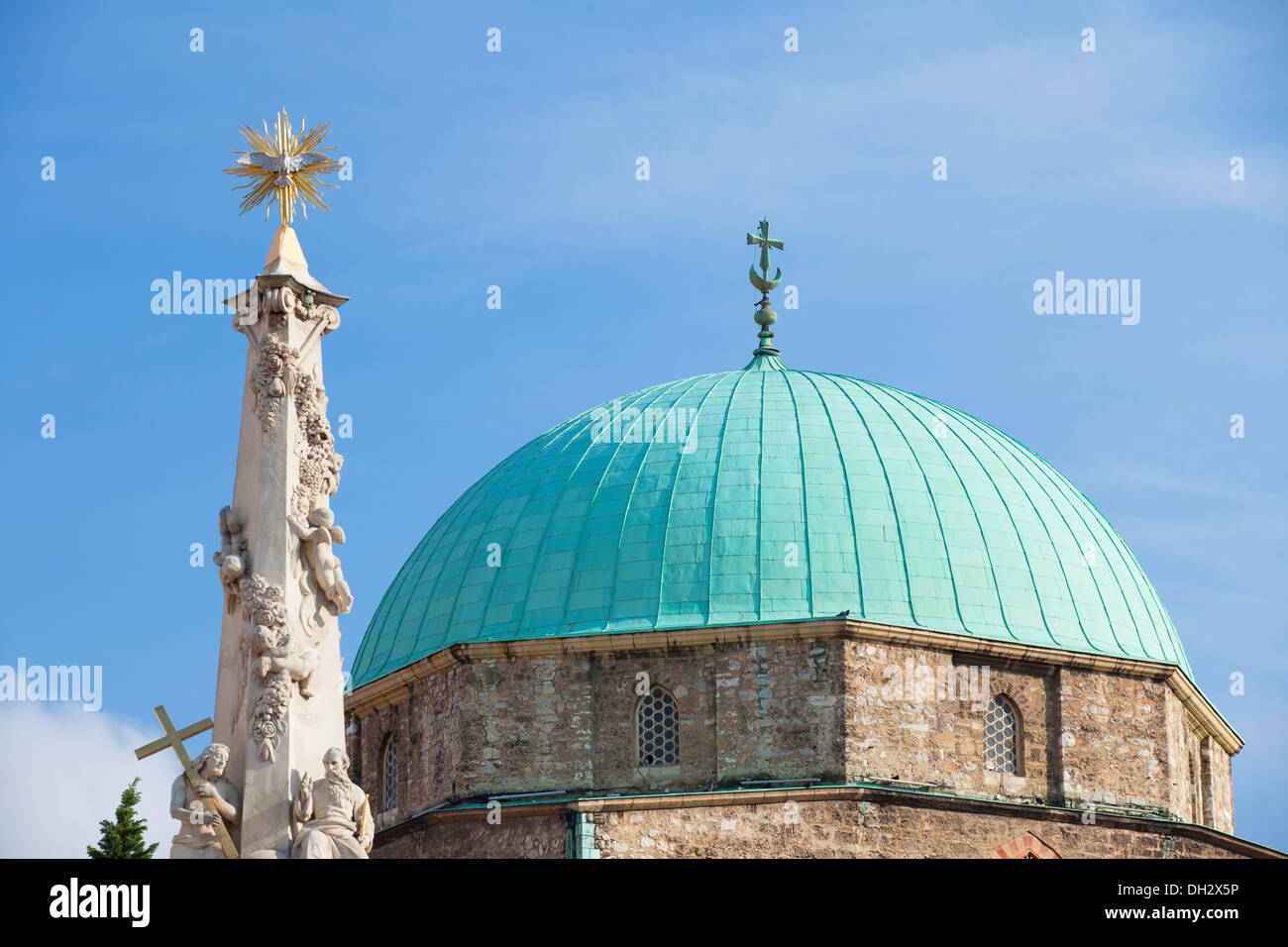 Mosque Church and Trinity Column, Pecs, Southern Transdanubia, Hungary ...