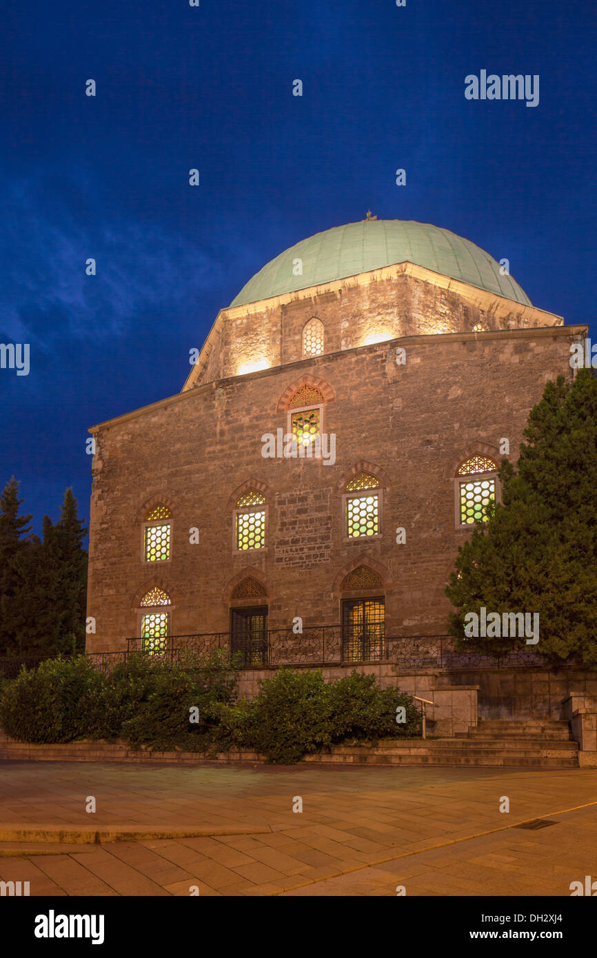 Mosque Church at dusk, Pecs, Southern Transdanubia, Hungary Stock Photo ...